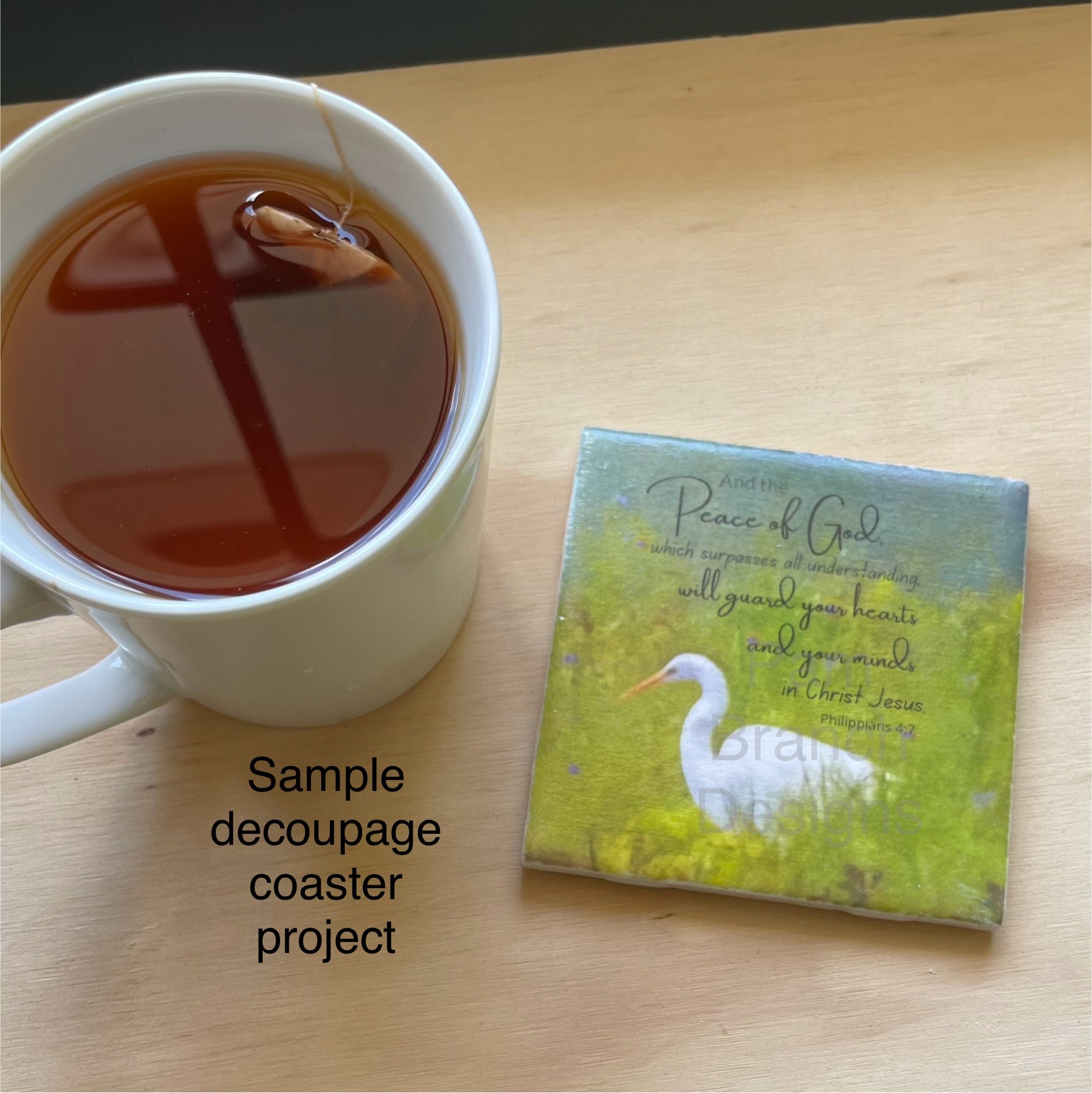 Rice Paper with “And the Peace of God,…” Great Egret, Decoupage Sheet ...