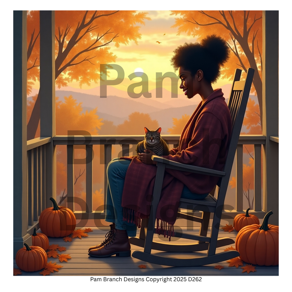 Decoupage Rice Paper – Black Woman on Porch with Cat at Sunset D262 ...