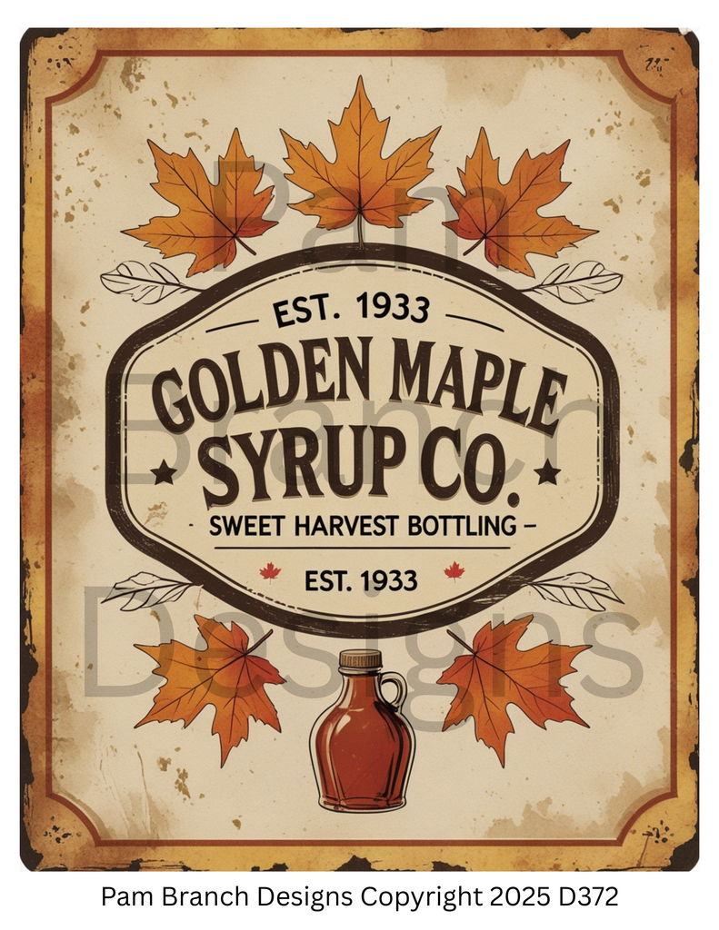 Decoupage Rice Paper, Golden Maple Syrup Co. Sweet Harvest Bottling Vi ...