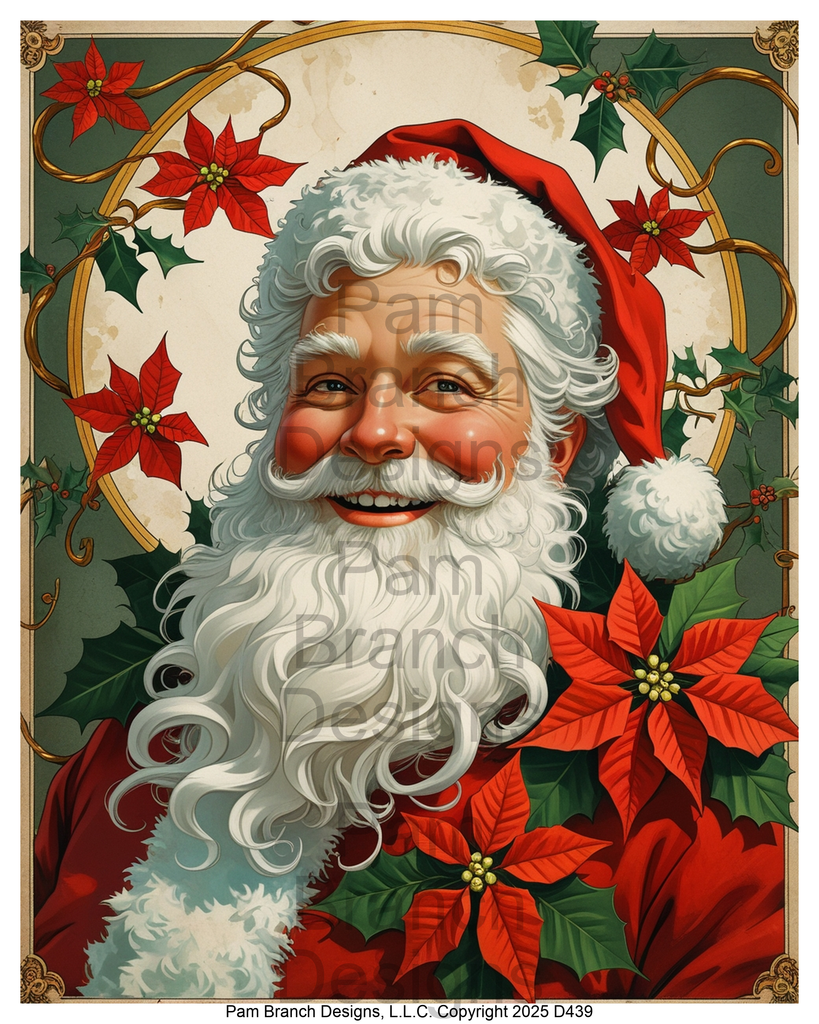 Rice Paper for Decoupage - Christmas Santa in Golden Frame D439 – Pam ...