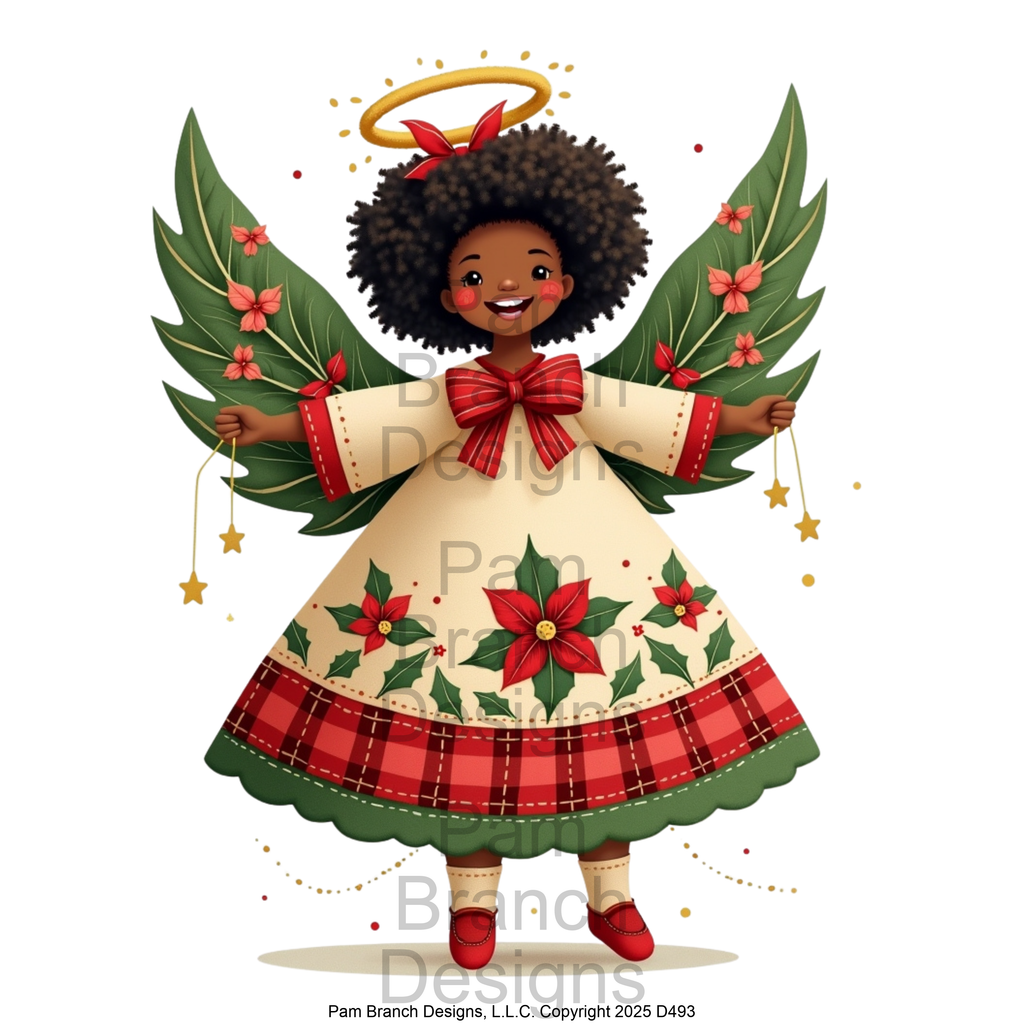 Rice paper for decoupage – African-American Christmas angel with green ...