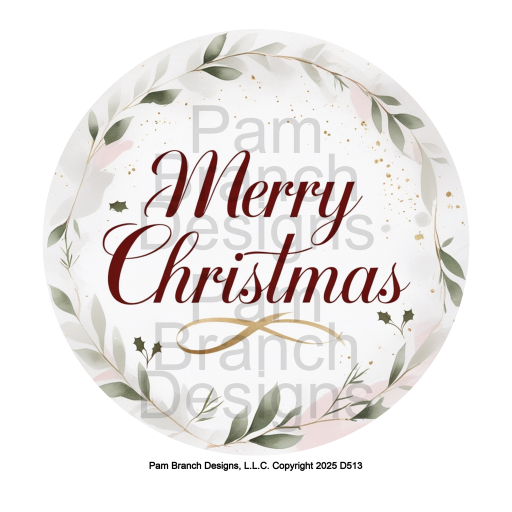 Merry Christmas Script with leaf border – Rice Paper for Ornament Deco ...