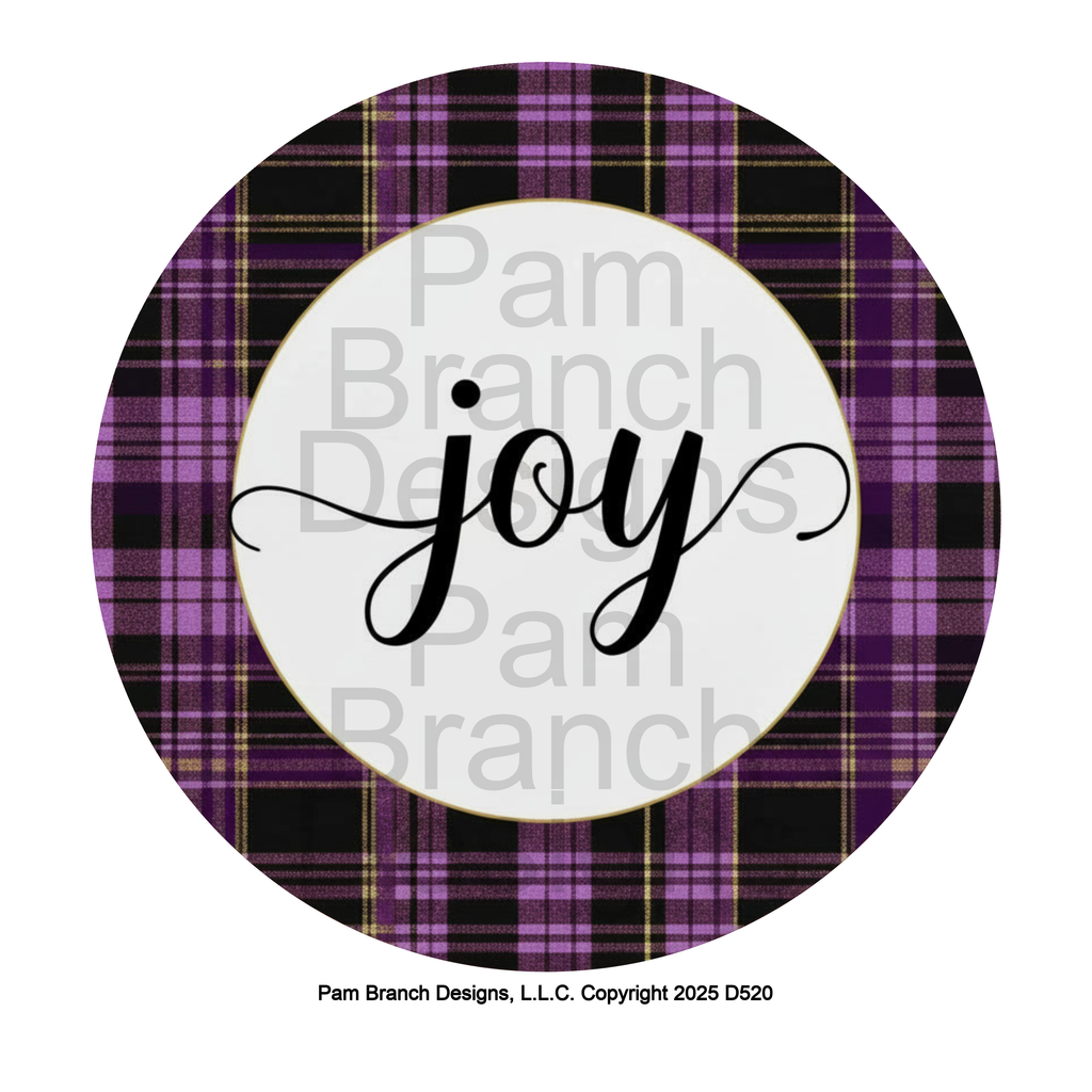 Black Script ‘Joy’ on Purple and Gold Tartan Plaid – Rice Paper for Or ...