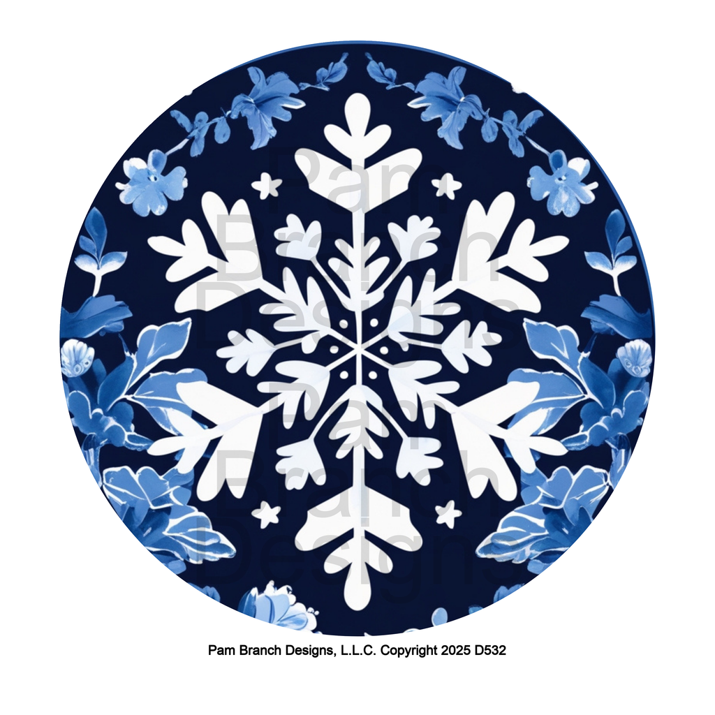 Navy Floral Snowflake Design – Rice Paper for DIY Christmas Ornaments ...