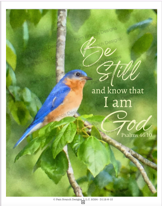 Decoupage Paper, Bluebird,"Be Still and Know that I am God." Christian ...