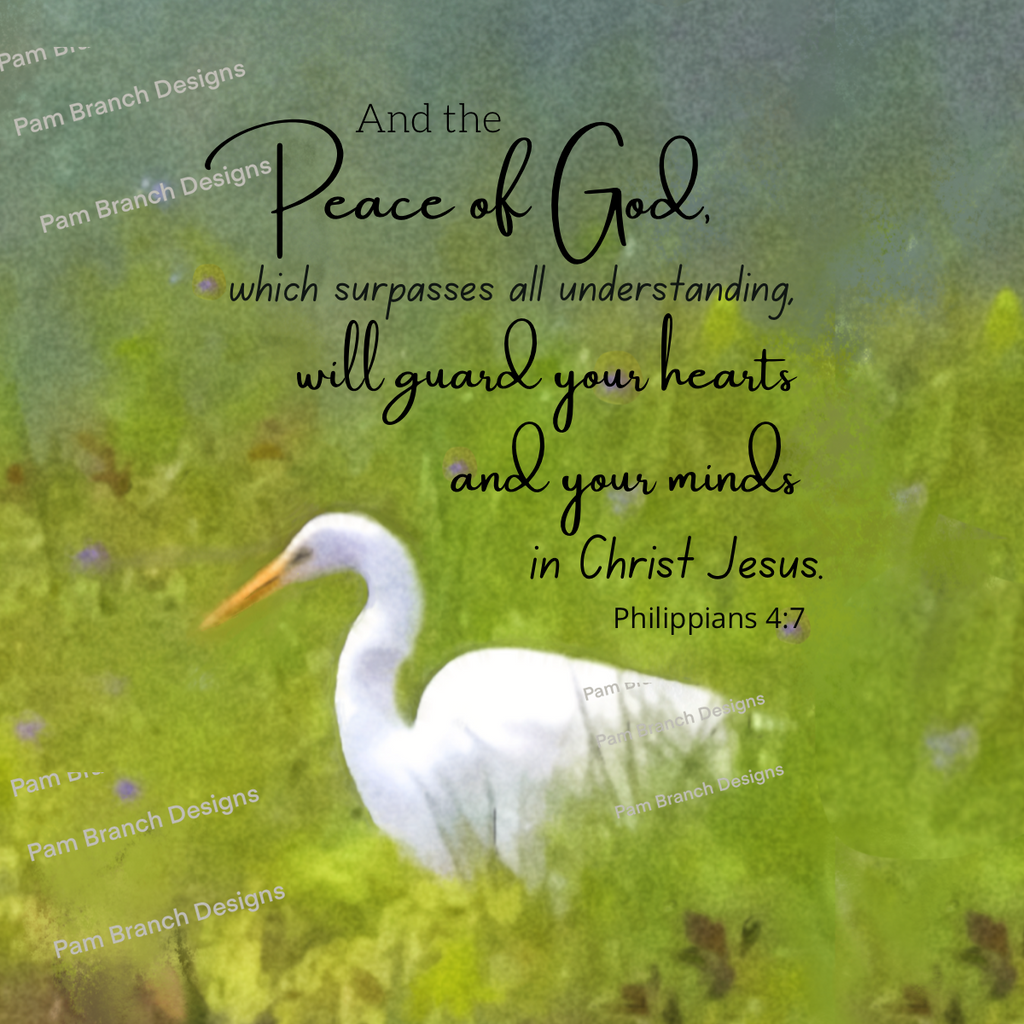 Rice Paper with “And the Peace of God,…” Great Egret, Decoupage Sheet ...